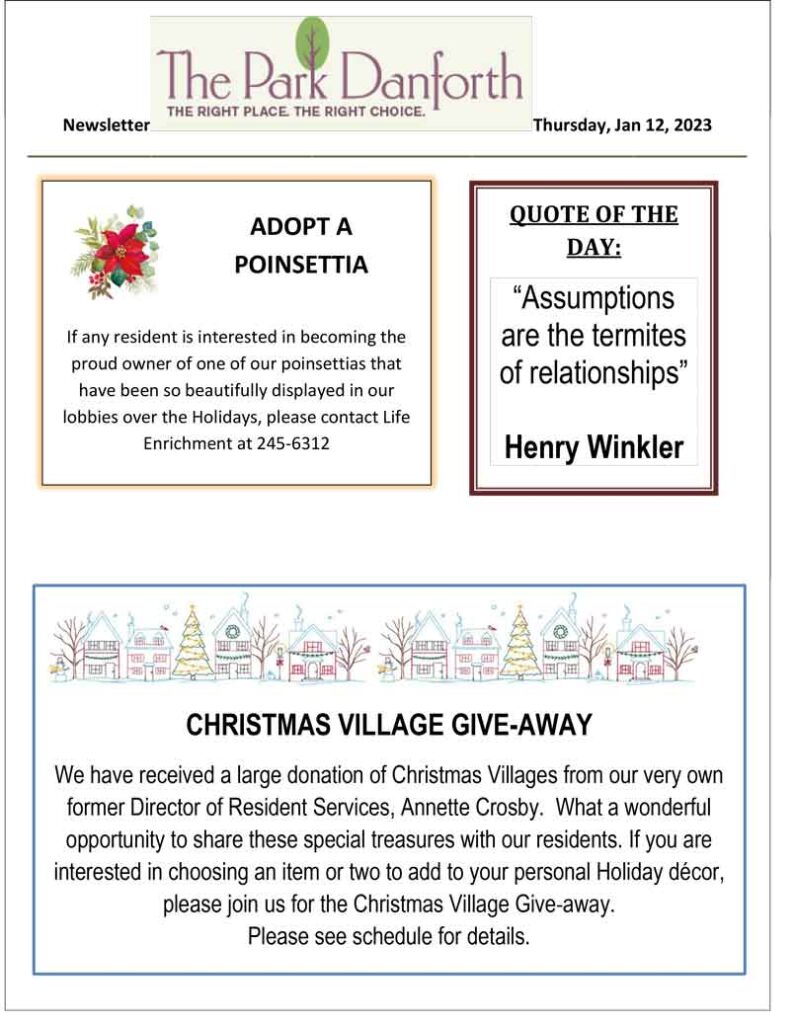 Life Enrichment Programs | Portland, ME | The Park Danforth